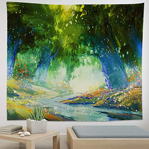 Instruban Forest Tapestry Nature Landscape Tapestry Psychedelic Tree Tapestry for Bedroom Living Room-H51.2×W59.1 inches