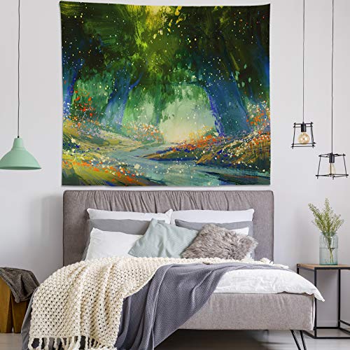 Instruban Forest Tapestry Nature Landscape Tapestry Psychedelic Tree Tapestry for Bedroom Living Room-H51.2×W59.1 inches