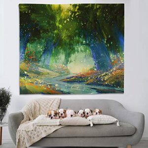 Instruban Forest Tapestry Nature Landscape Tapestry Psychedelic Tree Tapestry for Bedroom Living Room-H51.2×W59.1 inches