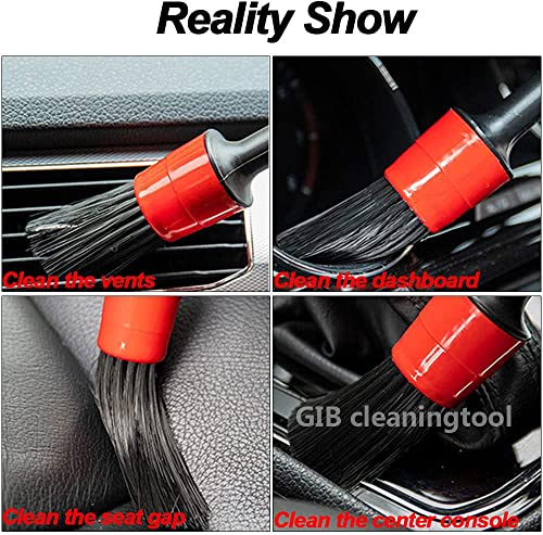 GIB cleaningtool Auto Car Detailing Kit Interior Exterior - 5 Detail Brush, 3 Wire Brush, 3 Drill Brush, 2 Car Wash Sponge,1 Cone Sponge,1 Microfiber Mitt, 1 Automotive Air Vent Brush and Cloth