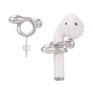 anti-lost ins style snake earrings 925 silver hypoallergenic wireless earphone holder, suitable for airpods 1/2/3 (silver)