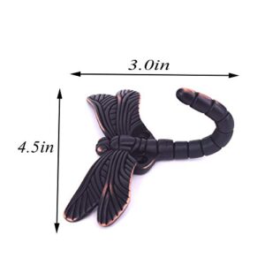 Geenite 2pcs Dragonfly Coat Hooks Decorative Creativity Wall Mounted Hanger Hook for Home Handbag Key Towel Bathrobe (Red Bronze)