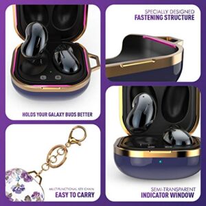 wenew case for Galaxy Buds 2 Pro/Galaxy Buds Pro/Galaxy Buds 2 / Galaxy Buds Live, Cute Pattern Hard Shell with Clip for Women Men Girls Kids (Purple)