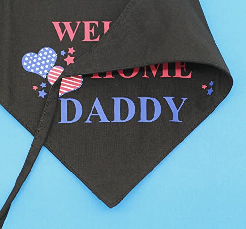 EechicSpace Welcome Home Daddy Decorations Dog Bandana Black Scarf Military Army Soldier Marine Navy Air Force Gift for Small Pets