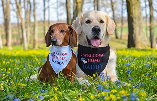 EechicSpace Welcome Home Daddy Decorations Dog Bandana Black Scarf Military Army Soldier Marine Navy Air Force Gift for Small Pets