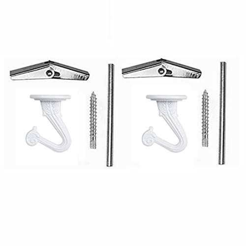 GDQLCNXB Swag Ceiling Hooks - Heavy Duty Swag Hook with Hardware for Hanging Plants Ceiling Installation Cavity Wall Fixing 2 Sets White