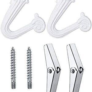 GDQLCNXB Swag Ceiling Hooks - Heavy Duty Swag Hook with Hardware for Hanging Plants Ceiling Installation Cavity Wall Fixing 2 Sets White