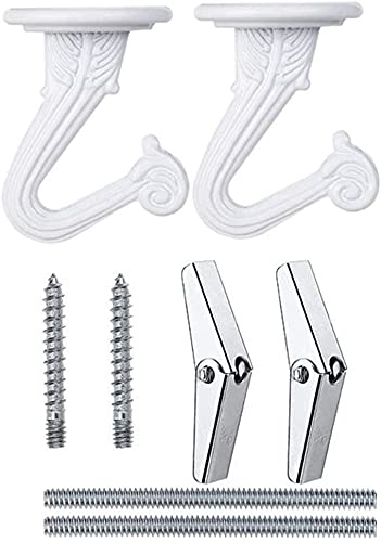 GDQLCNXB Swag Ceiling Hooks - Heavy Duty Swag Hook with Hardware for Hanging Plants Ceiling Installation Cavity Wall Fixing 2 Sets White