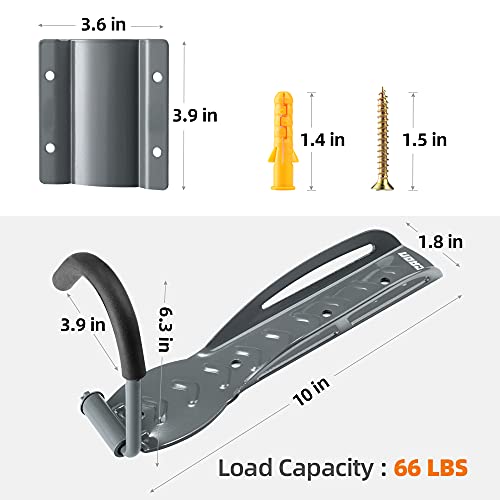 LYCAON Bike Rack for Garage (Ultimate Gray) Bicycle Wall Mount Hanger Hooks Indoor Vertical Storage System Holds up to 68lb with Tire Tray & Screws (2)