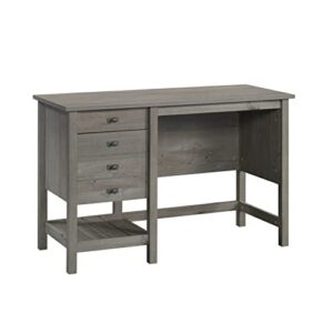 sauder cottage road pedestal desk with storage, mystic oak finish