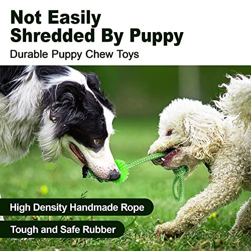 SQBG Puppy Toys 5 Pack for Energetic Puppy,Durable Puppy Chew Toys High Density Rubber and Rope Combined,Puppy Teething Toys Multiple Fun Play for Release Excess Energy