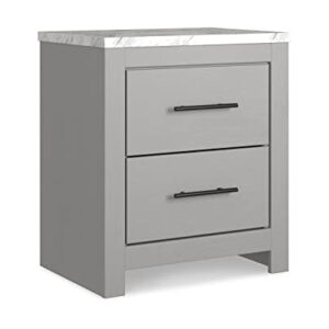 Signature Design by Ashley Cottonburg Contemporary Two Drawer Nightstand, Light Gray/White