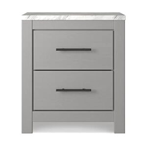 Signature Design by Ashley Cottonburg Contemporary Two Drawer Nightstand, Light Gray/White