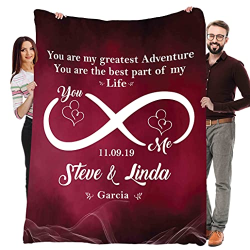 Every Love Story is Beautiful, Customized Couple Blankets, Infinity Designs, Birthday, Valentine's Day, Anniversary, Weeding Gift, Super Soft and Warm Blanket (Design 2, 50"x60")