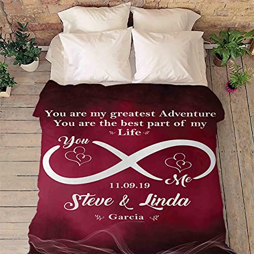 Every Love Story is Beautiful, Customized Couple Blankets, Infinity Designs, Birthday, Valentine's Day, Anniversary, Weeding Gift, Super Soft and Warm Blanket (Design 2, 50"x60")