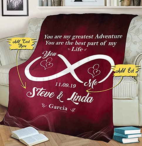 Every Love Story is Beautiful, Customized Couple Blankets, Infinity Designs, Birthday, Valentine's Day, Anniversary, Weeding Gift, Super Soft and Warm Blanket (Design 2, 50"x60")