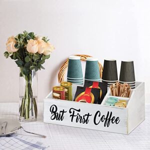 NC Wooden Coffee Station Organizer, Coffee Bar Accessories Organizer for Counter, Coffee Bar Bin Box, Coffee Pods Holder, Farmhouse Coffee Bar Decor