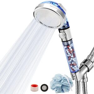 Shower Head,REHAVE Jetting Filter Shower Sprayer,High Pressure 3 Mode,Handheld Spray Showerheads for Dry Skin Hair,Handheld Filter Supercharged Large Rainfall,Purifying Filtration Mineral Stone Beads