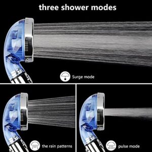 Shower Head,REHAVE Jetting Filter Shower Sprayer,High Pressure 3 Mode,Handheld Spray Showerheads for Dry Skin Hair,Handheld Filter Supercharged Large Rainfall,Purifying Filtration Mineral Stone Beads