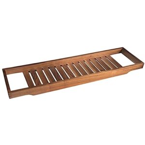 bathtub trays caddy, wooden bath tray, long slatted bathtub holder, versatile shelf, bath accessories, spa gift for women (color : black walnut, size : 80 * 22cm)