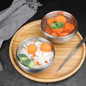 Youeon 3 Pack 25 Oz SUS304 Brushed Stainless Steel Bowls, Double Wall Insulated Bowl, Stainless Steel Soup Bowls, Metal Mixing Bowls, Nesting Bowls for Kids,Children, Matte Finish, BPA Free