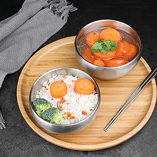 Youeon 3 Pack 25 Oz SUS304 Brushed Stainless Steel Bowls, Double Wall Insulated Bowl, Stainless Steel Soup Bowls, Metal Mixing Bowls, Nesting Bowls for Kids,Children, Matte Finish, BPA Free