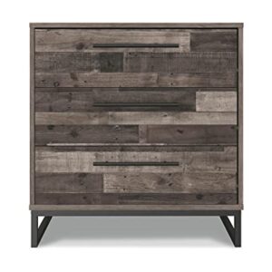 Signature Design by Ashley Neilsville Industrial 3 Drawer Chest of Drawers, Butcher Block Gray