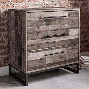 Signature Design by Ashley Neilsville Industrial 3 Drawer Chest of Drawers, Butcher Block Gray