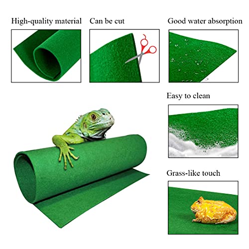 Hamiledyi Reptile Carpet Coconut Fiber Mat Terrarium Bedding Substrate Liner Soft Green Mat for Bearded Dragon Tortoise Lizard Snake Gecko Chamelon Iguana(2 Pcs)