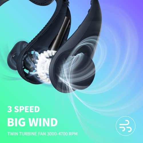 Portable Neck Fan with Unique 3 Motors, Personal Hands Free Wearable Fans with 4000 mAh, Rechargeable Air Conditioner Cool USB Fans, 3 Speeds, Quiet Battery Operated Bladeless Fan, Elegant, for Travel