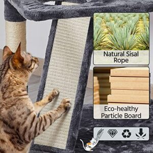 Yaheetech 68.5in Multi-Level Cat Tree Large Cat Condo with Sisal-Covered Platforms Scratching Board & Scratching Posts, Cozy Perches, Stable Cat Tower Cat Condo Pet Play House, Dark Gray