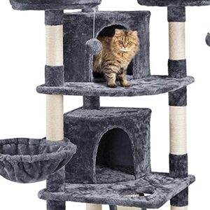 Yaheetech 68.5in Multi-Level Cat Tree Large Cat Condo with Sisal-Covered Platforms Scratching Board & Scratching Posts, Cozy Perches, Stable Cat Tower Cat Condo Pet Play House, Dark Gray