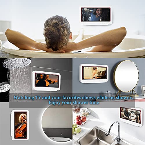 360 Rotating Shower Phone Holder Waterproof Case ,OOLYICO Shower Accessories Wall Mount Phone Holder for Shower Bathroom Mirror Bathtub with Touch Screen