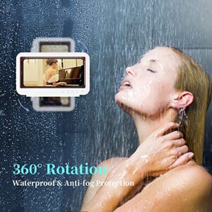 360 Rotating Shower Phone Holder Waterproof Case ,OOLYICO Shower Accessories Wall Mount Phone Holder for Shower Bathroom Mirror Bathtub with Touch Screen