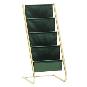 storage newspaper baskets wrought iron green magazine rack velvet arrangement rack floor display rack thick metal material 2 color options (color : green, size : 403881cm)