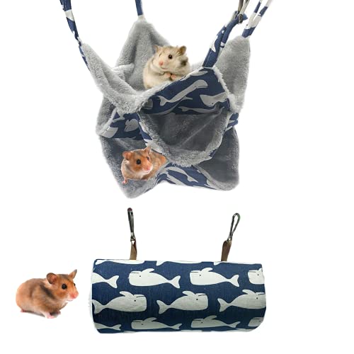 Tfwadmx 2PCS Pet Cage Hanging Hammock Hideout Tunnel Cave, Guinra Pig Warm Bunkbed, Chinchilla Bedding Accessories for Small Animals Hamster Sugar Glider Squirrel Hiding Playing Sleeping