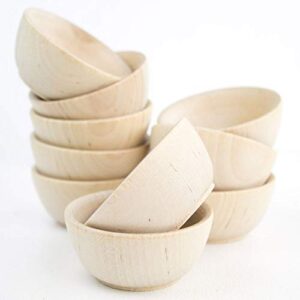 Chica and Jo Set of 10 Small Unfinished Wooden Bowls - Pinch Bowls, Condiment Cups, Salt Cellars (10)