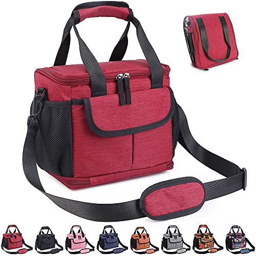 VENLING Collapsible Lunch Bag,Insulated Lunch Bag for Women/Men ，With Adjustable Straps, Office Work School Picnic Beach Reusable Lunch Box (Red)