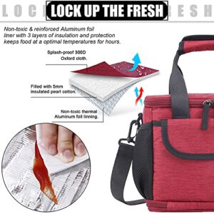 VENLING Collapsible Lunch Bag,Insulated Lunch Bag for Women/Men ，With Adjustable Straps, Office Work School Picnic Beach Reusable Lunch Box (Red)