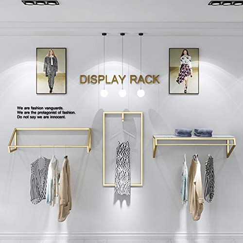 FURVOKIA Modern Simple Men's and Women's Clothing Store Heavy Duty Metal Display Stand,Wall-Mounted Garment Rack,Clothes Rail,Bathroom Hanging Towel Rack (Gold, A-39 L)