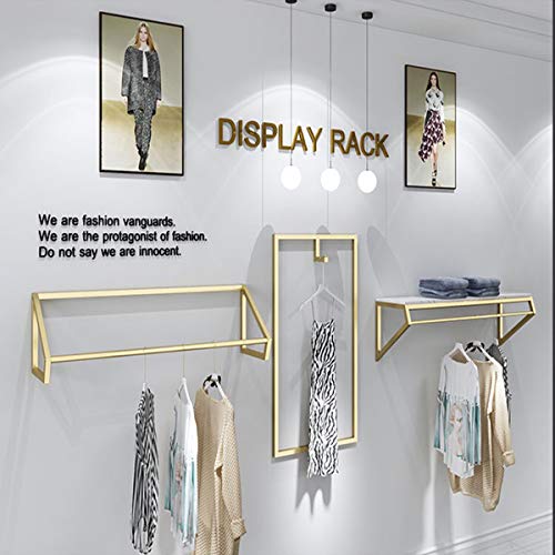 FURVOKIA Modern Simple Men's and Women's Clothing Store Heavy Duty Metal Display Stand,Wall-Mounted Garment Rack,Clothes Rail,Bathroom Hanging Towel Rack (Gold, A-39 L)