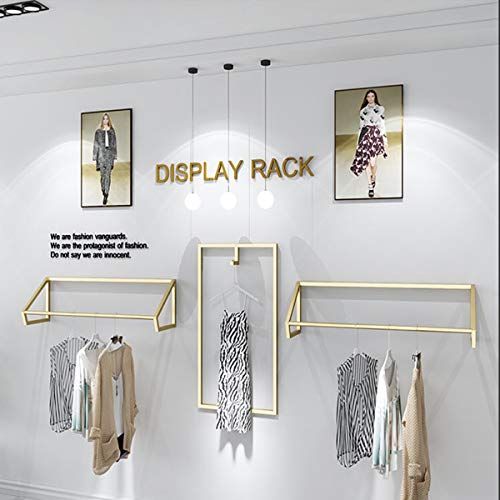 FURVOKIA Modern Simple Men's and Women's Clothing Store Heavy Duty Metal Display Stand,Wall-Mounted Garment Rack,Clothes Rail,Bathroom Hanging Towel Rack (Gold, A-39 L)