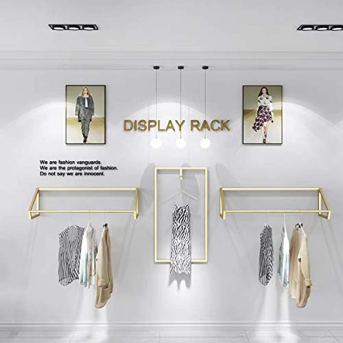 FURVOKIA Modern Simple Men's and Women's Clothing Store Heavy Duty Metal Display Stand,Wall-Mounted Garment Rack,Clothes Rail,Bathroom Hanging Towel Rack (Gold, A-39 L)