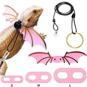 bearded dragon leash and harness adjustable leather wings costume carrier from baby to juvenile lizard iguana gecko chameleon hamster ferret reptile walking leash s m l 3 pack