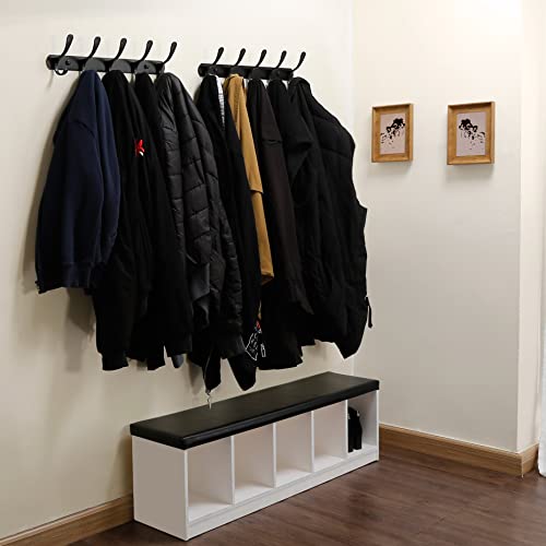 SKOLOO Coat Rack Wall Mount - Modern, Metal Wall Coat Rack with 5 Hooks, Sturdy Wall Hook Rack Rail for Hanging Coat, Jacket, Clothes, Hat, Matte Black