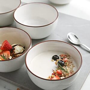 Sweese 144.001 Porcelain Bowls - 10 Ounce for Ice Cream Dessert, Small Side Dishes - Set of 6, White