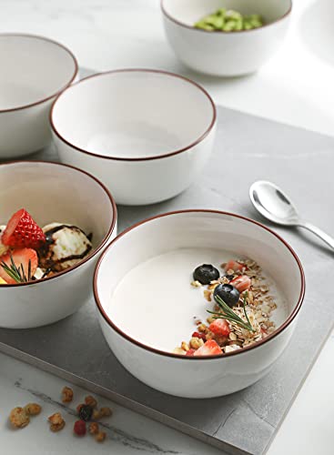 Sweese 144.001 Porcelain Bowls - 10 Ounce for Ice Cream Dessert, Small Side Dishes - Set of 6, White