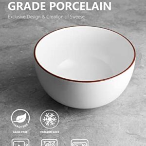 Sweese 144.001 Porcelain Bowls - 10 Ounce for Ice Cream Dessert, Small Side Dishes - Set of 6, White