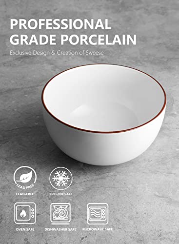 Sweese 144.001 Porcelain Bowls - 10 Ounce for Ice Cream Dessert, Small Side Dishes - Set of 6, White