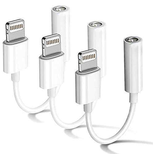 Apple MFi Certified 3 Pack Headphone Adapter for iPhone Connects Lightning to 3.5mm Dongle Auxiliary Audio Splitter Cable AKAVO Adapter Compatible with iPhone 7 8 11 11 Pro 12 12 Pro X XR XS XS Max